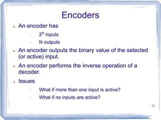 Encoder, decoder, multiplexers and demultiplexers | PPT