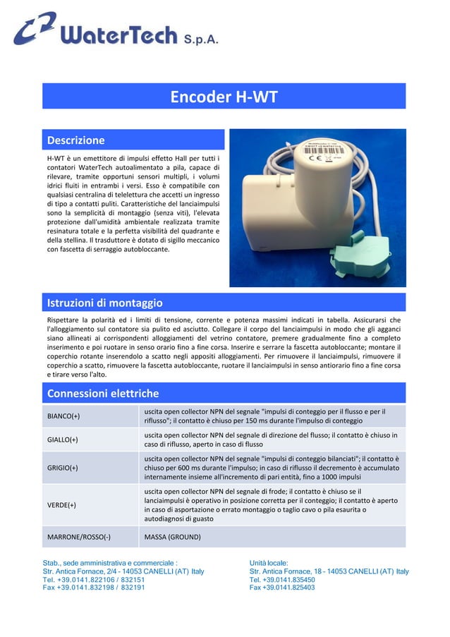 WaterTech - Encoder H-WT Telelettura | PDF