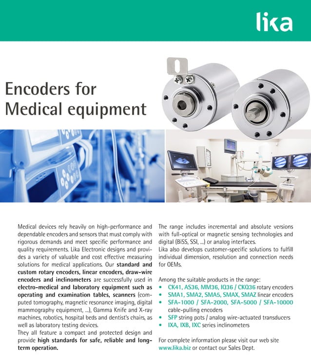 Encoders & Inclinometers for Medical Equipment - Lika Electronic in ...