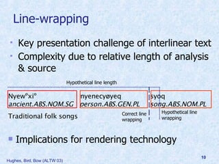 Encoding and Presenting Interlinear Text Using XML Technologies | PPT