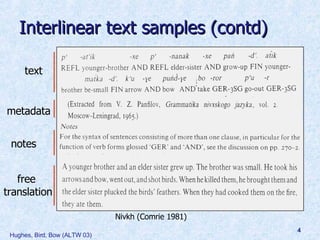 Encoding and Presenting Interlinear Text Using XML Technologies | PPT