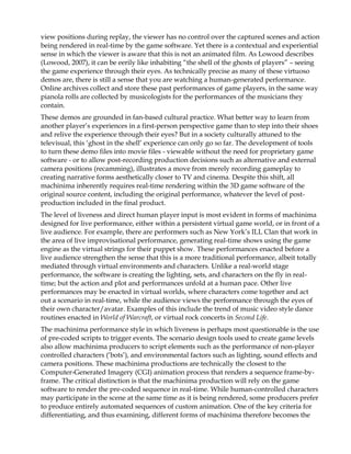 Encoding liveness: Performance and real-time rendering in machinima ...