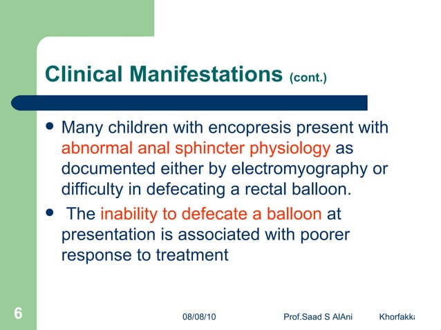 Encopresis | PPT | Digestive Disorders | Diseases and Conditions