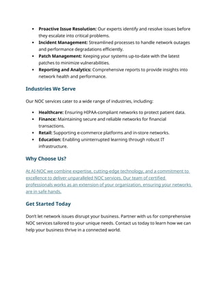 Encouraging Your Business with Expert Network Operations Center (NOC ...