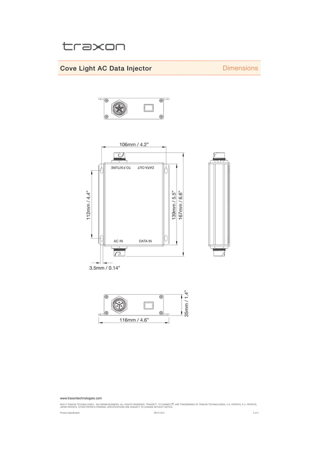 Traxon Cove Light AC Data Injector Specification | PDF | Internet of ...