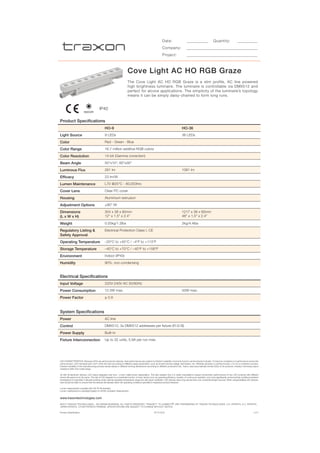 Traxon Cove Light AC HO RGB Graze Specification | PDF