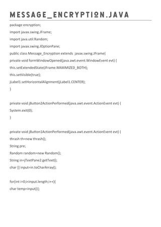 Encryption Decryption Java Project by Devansh Koolwal | PDF