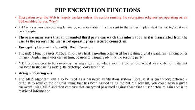 Encryption In Php Pptx Programming Languages Computing