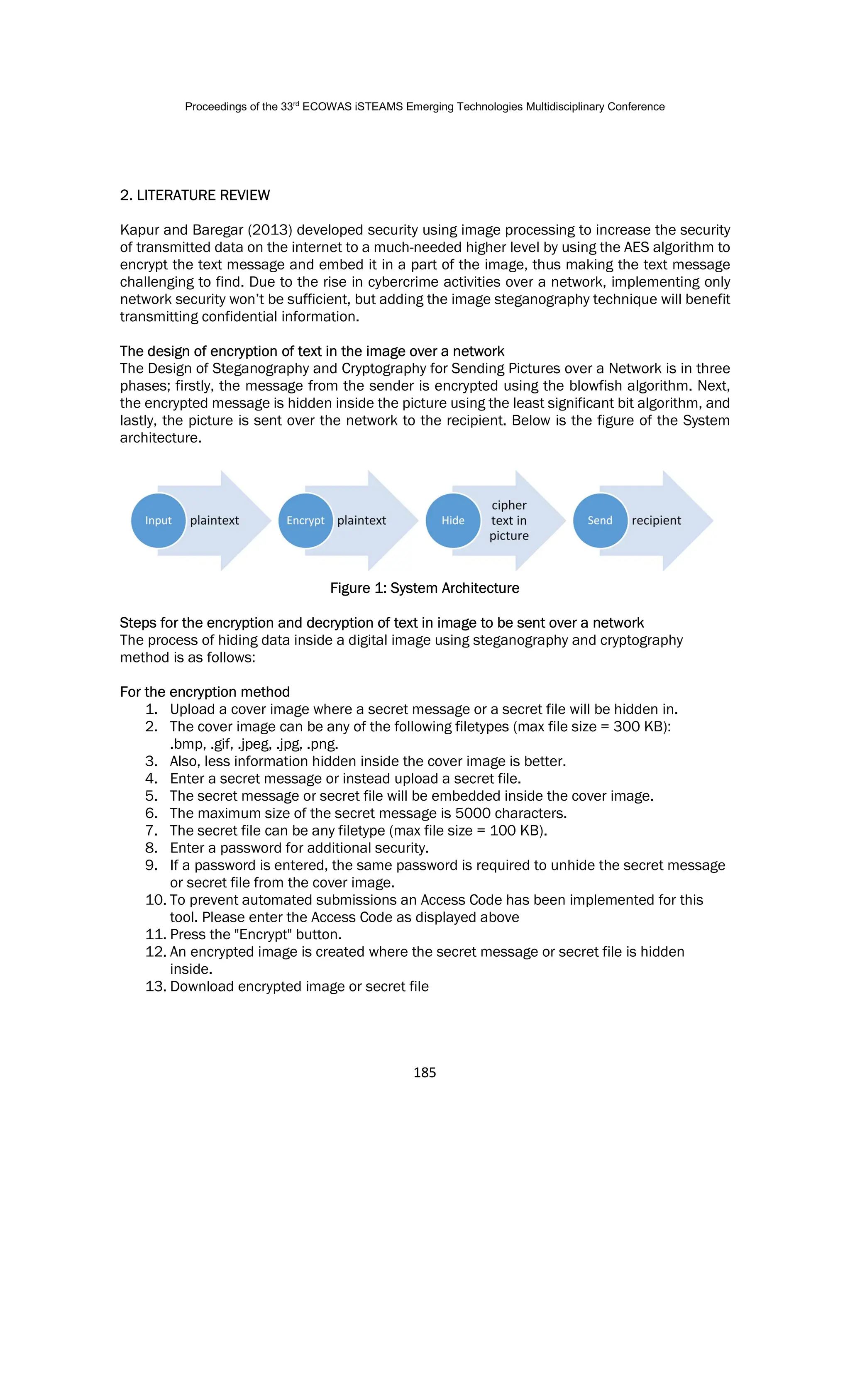 Encryption of Text in Image Over a Network | PDF