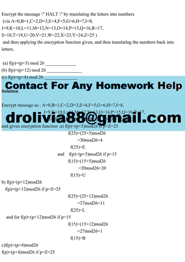 Encrypt the message HALT by translating the letters into numbe.pdf