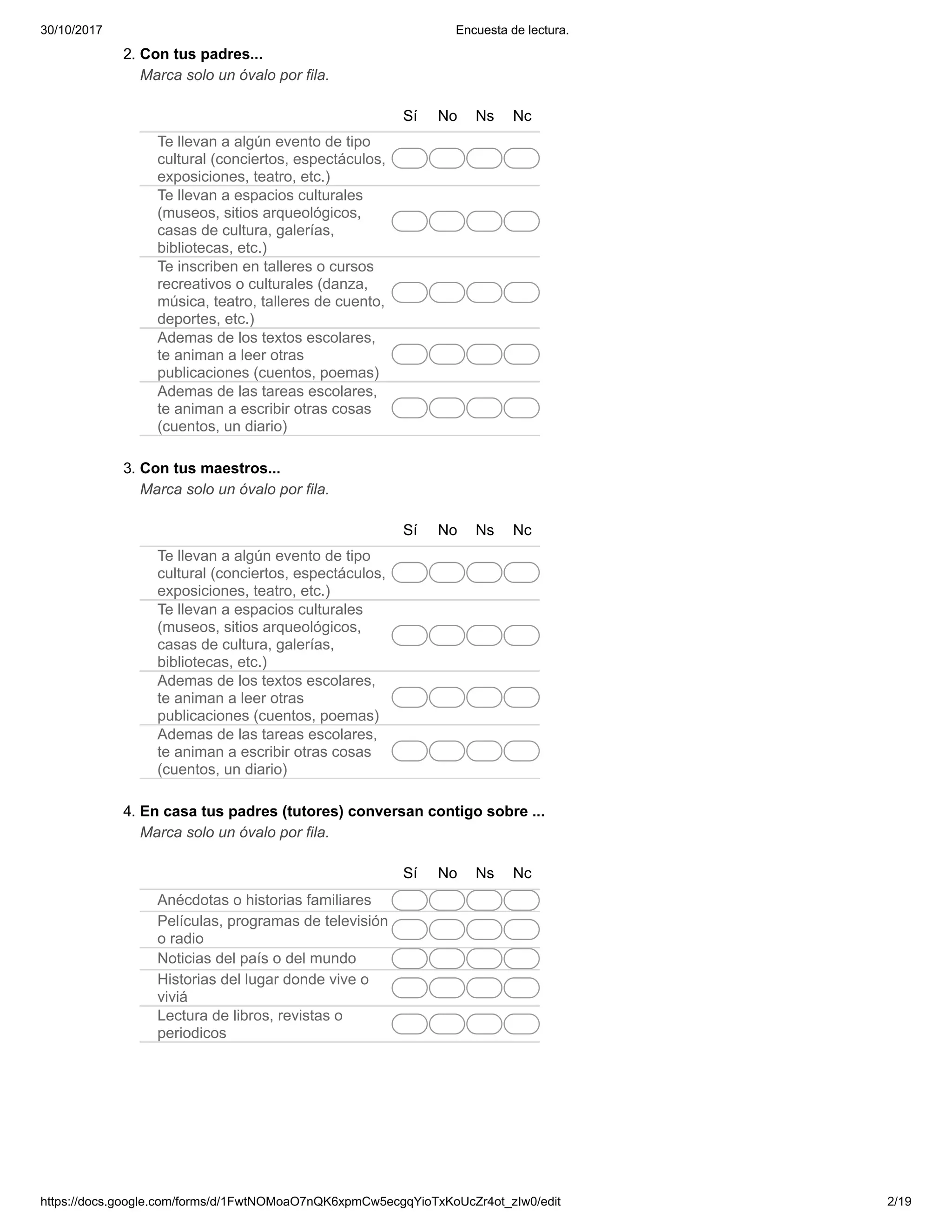 Encuesta de lectura lista | PDF
