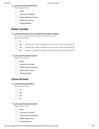 Encuesta de lectura lista | PDF