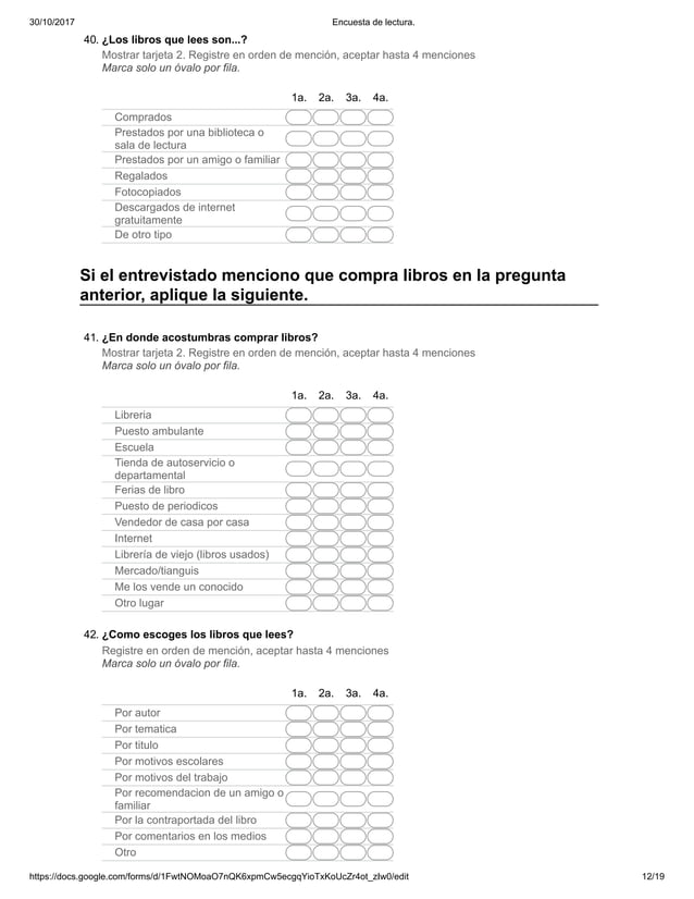 Encuesta de lectura lista | PDF