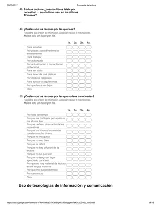 Encuesta de lectura lista | PDF