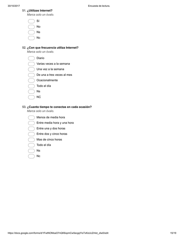 Encuesta de lectura lista | PDF