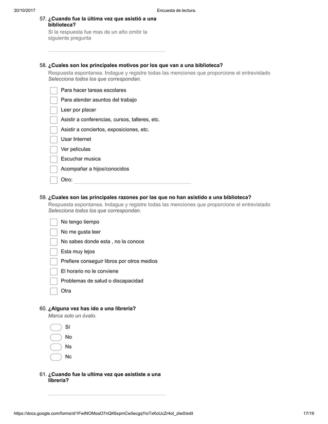 Encuesta de lectura lista | PDF