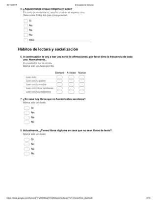 Encuesta de lectura lista | PDF