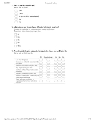 Encuesta de lectura lista | PDF