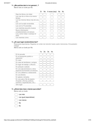 Encuesta de lectura lista | PDF