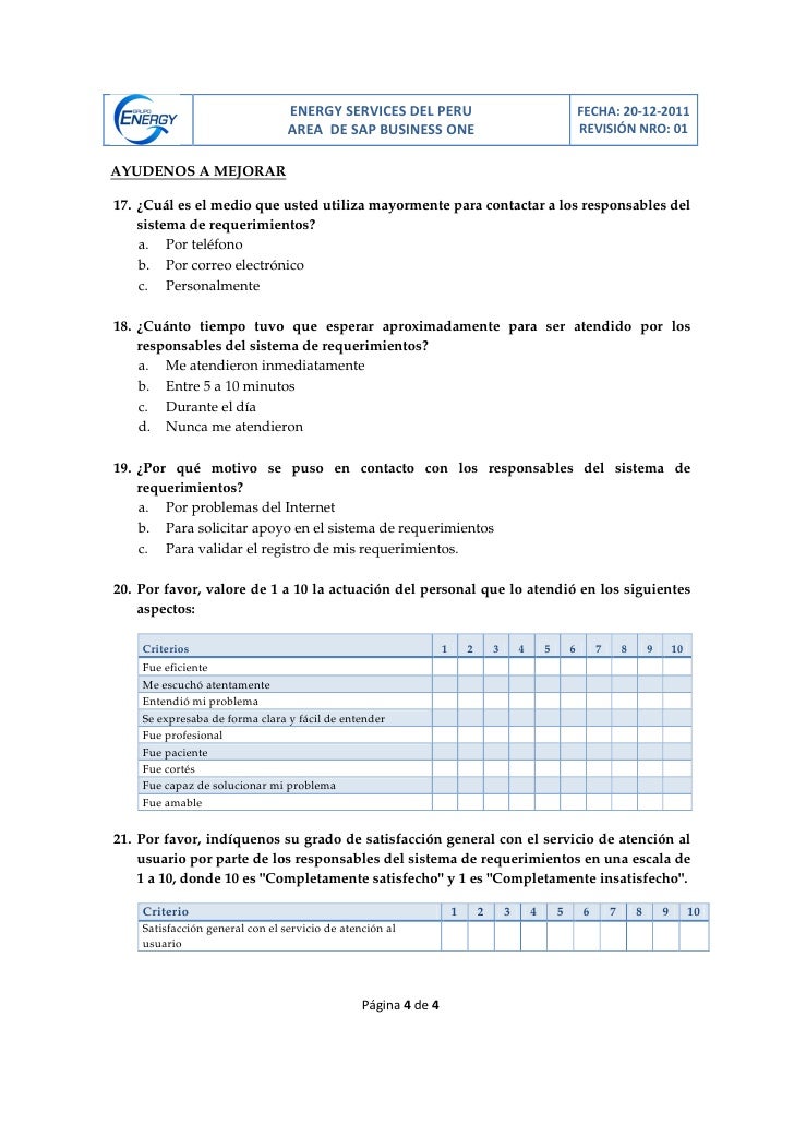 Ejemplo De Una Encuesta