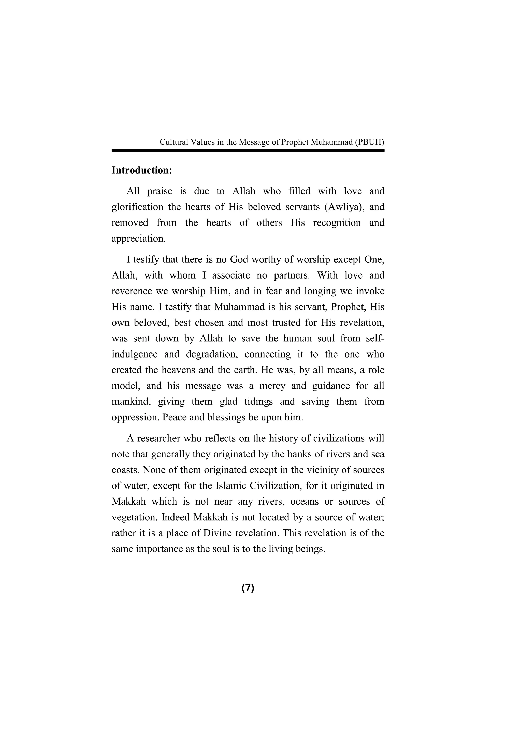 Cultural values in the message of Prophet Muhammad ﷺ | PDF