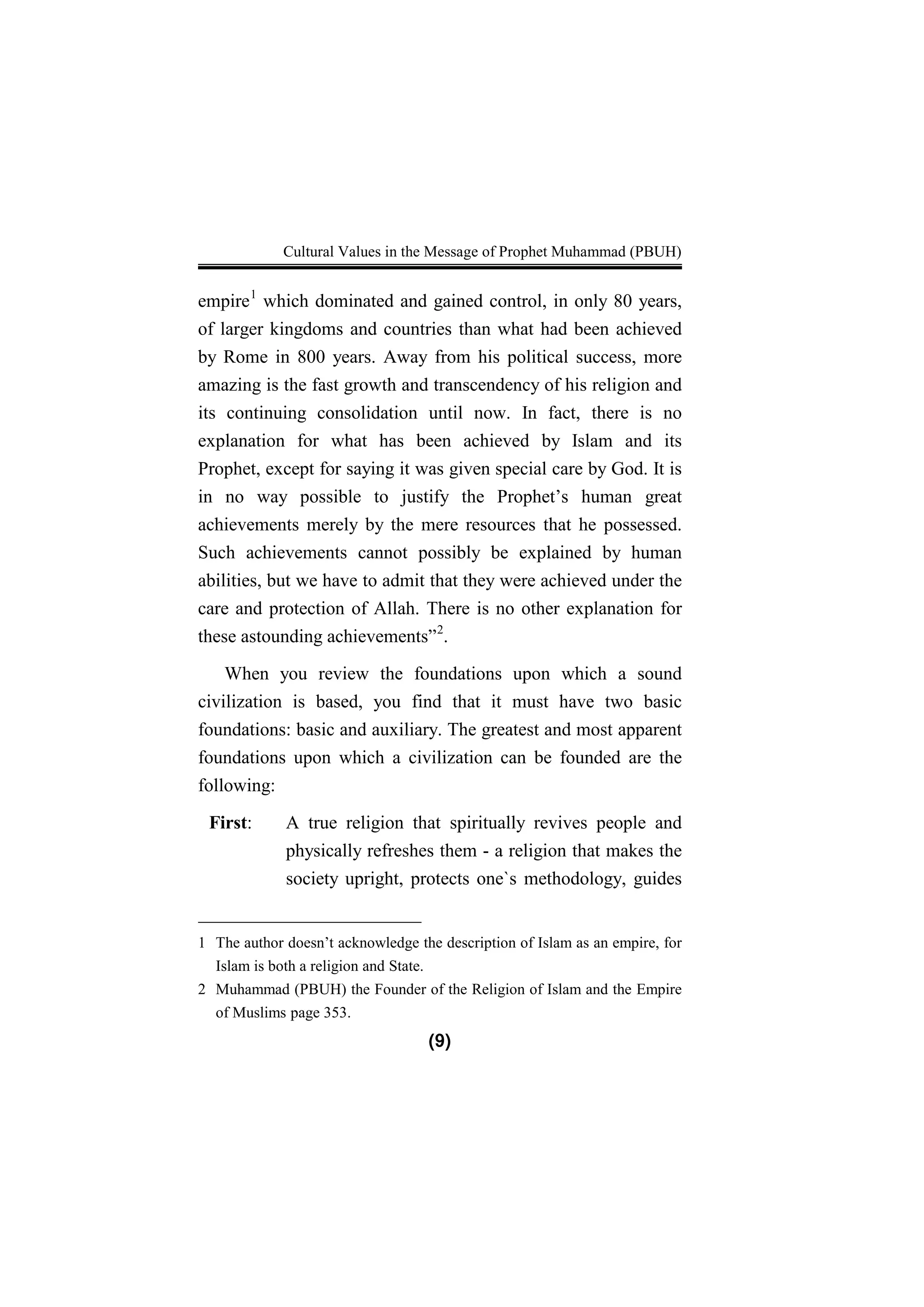 Cultural values in the message of Prophet Muhammad ﷺ | PDF