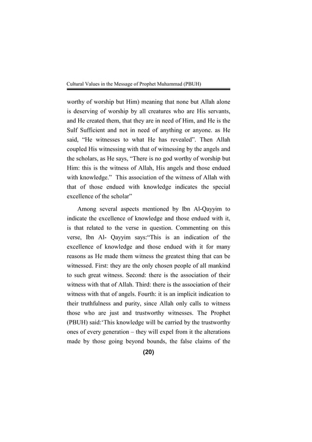 Cultural values in the message of Prophet Muhammad ﷺ | PDF