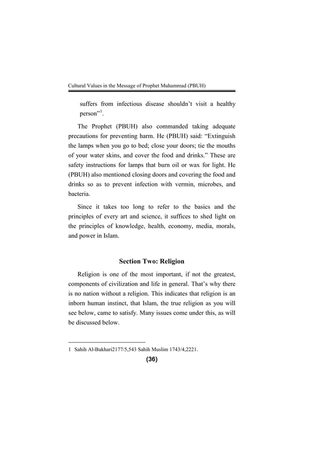 Cultural values in the message of Prophet Muhammad ﷺ | PDF