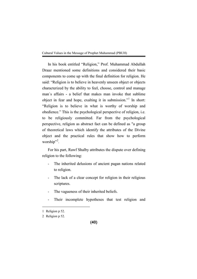 Cultural values in the message of Prophet Muhammad ﷺ | PDF