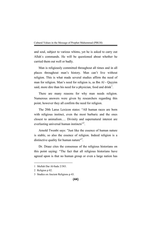 Cultural values in the message of Prophet Muhammad ﷺ | PDF