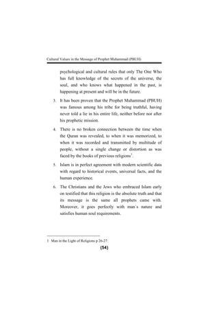 Cultural values in the message of Prophet Muhammad ﷺ | PDF