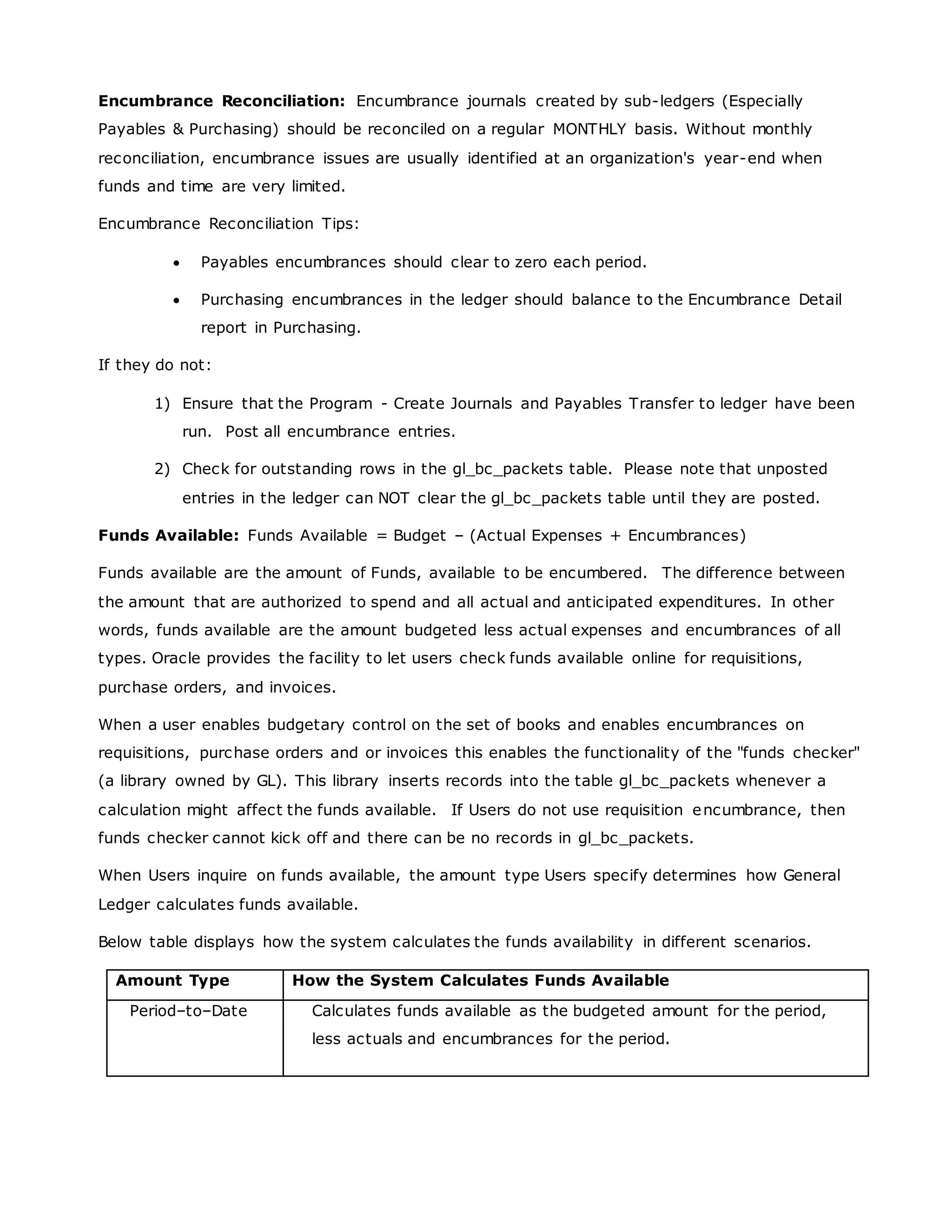 Encumbrance Accounting | DOCX