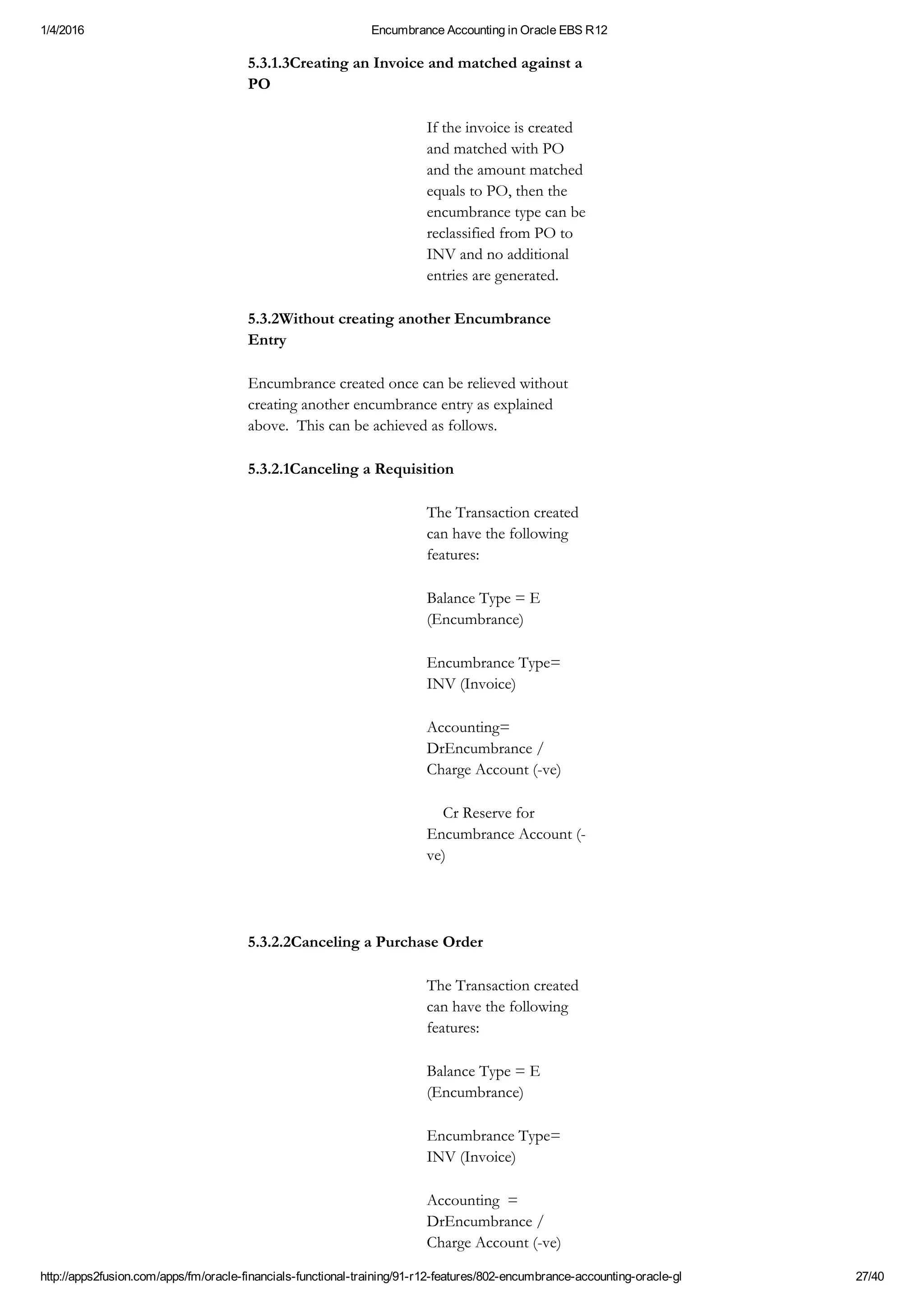 Encumbrance accounting in oracle ebs r12 | PDF