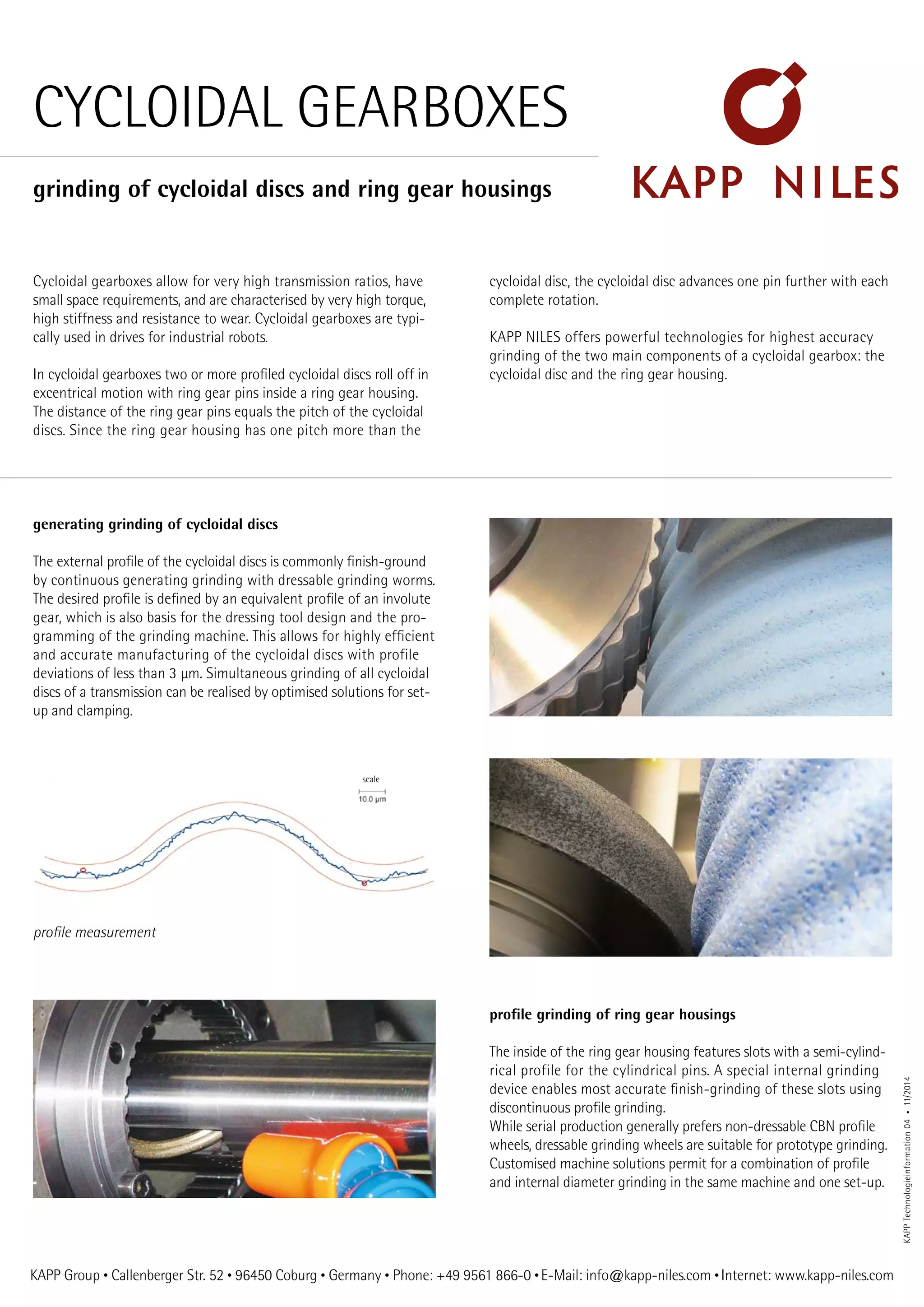 KAPP Niles CNC Gear Grinders Presents: Grinding of cycloidal discs and ...