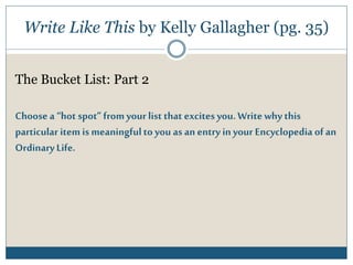 Encyclopedia of an Ordinary Life Writing Prompts, Adapted from ...