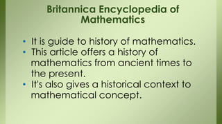 Encyclopedia of mathematics | PPTX