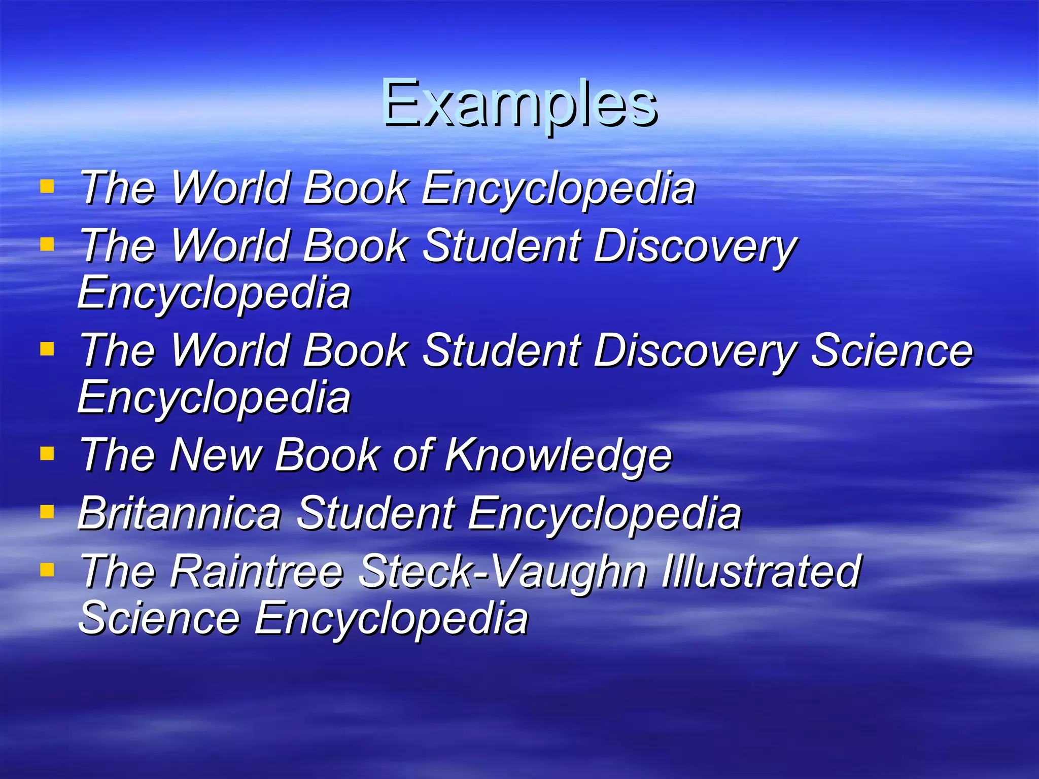 Encyclopedias | PPT