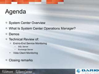 End To End Service Management With Operations Manager 2007 | PPT