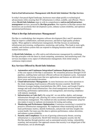 End-to-End Infrastructure Management with Hex64 Info Solutions DevOps Services | PDF