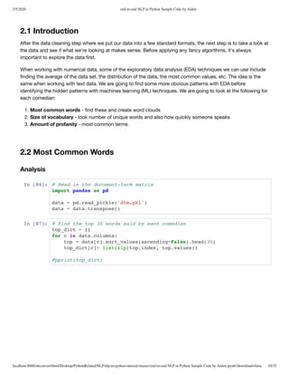 Natural Language Processing sample code by Aiden | PDF