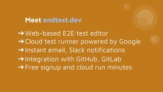 End-to-end test automation with Endtest.dev