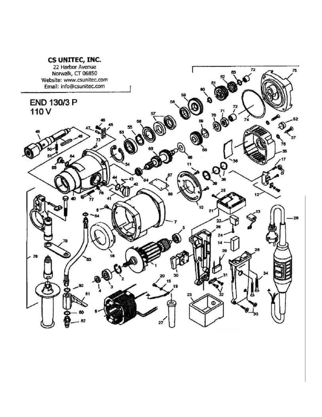 CS Unitec Electric Core Drill Schematics: END 130/3P | PDF