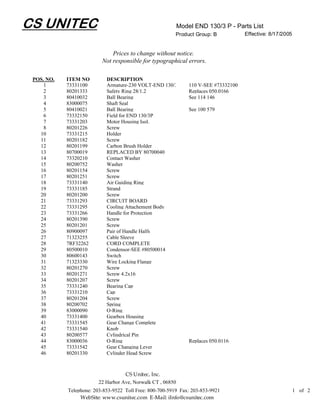 CS Unitec Electric Core Drill Schematics: END 130/3P | PDF