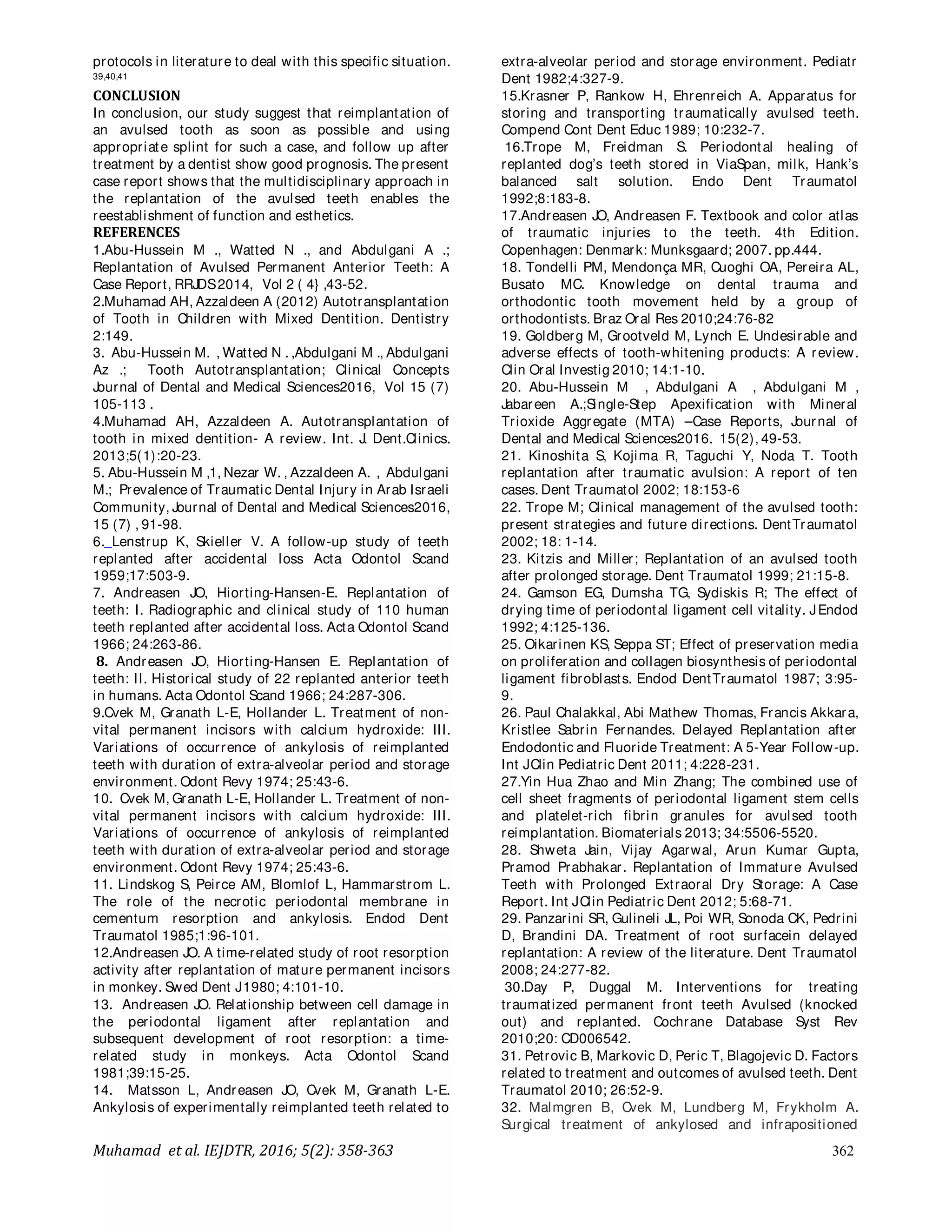 DENTAL AVULSION- IMMEDIATE REPLANTATION: 8- YEAR FOLLOW UP CASE | PDF