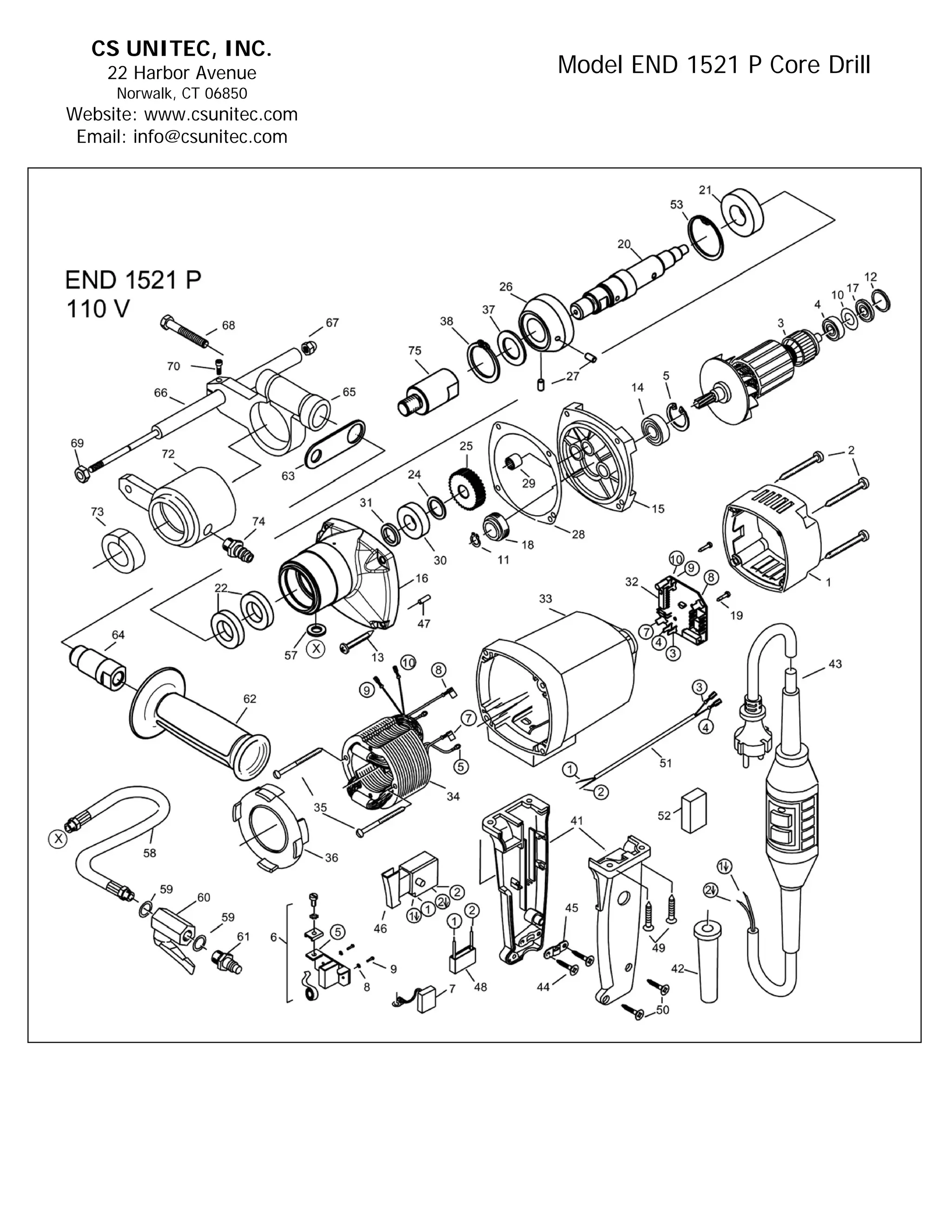 CS Unitec Electric Core Drill Schematics: END 1521 P | PDF