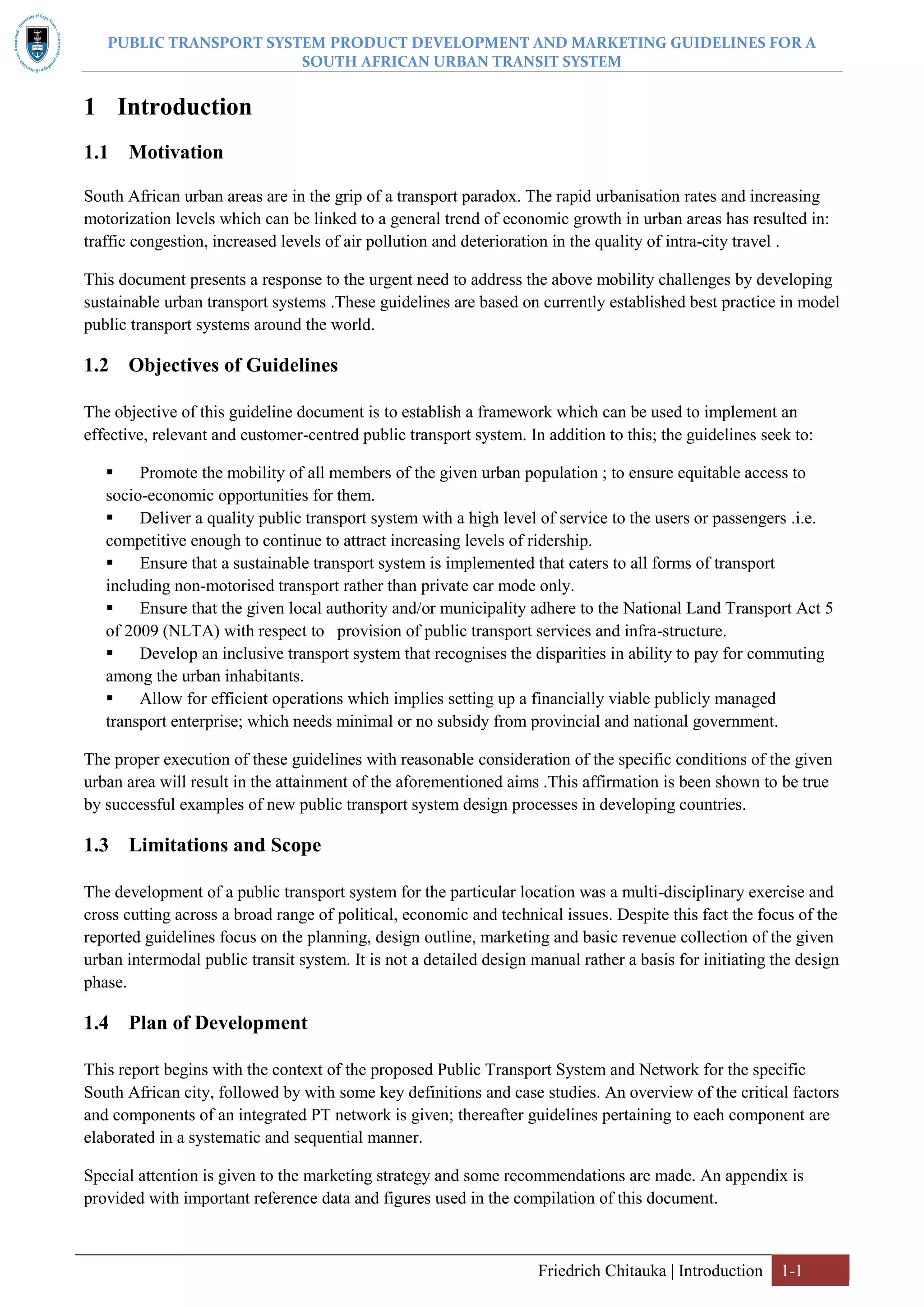 PUBLIC TRANSPORT SYSTEM PRODUCT DEVELOPMENT AND MARKETING GUIDELINES ...