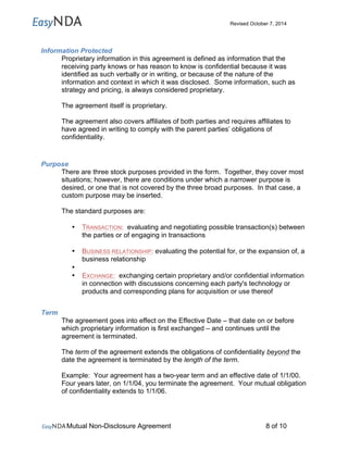 EasyNDA Mutual Non Disclosure Agreement printable_v1 | PDF