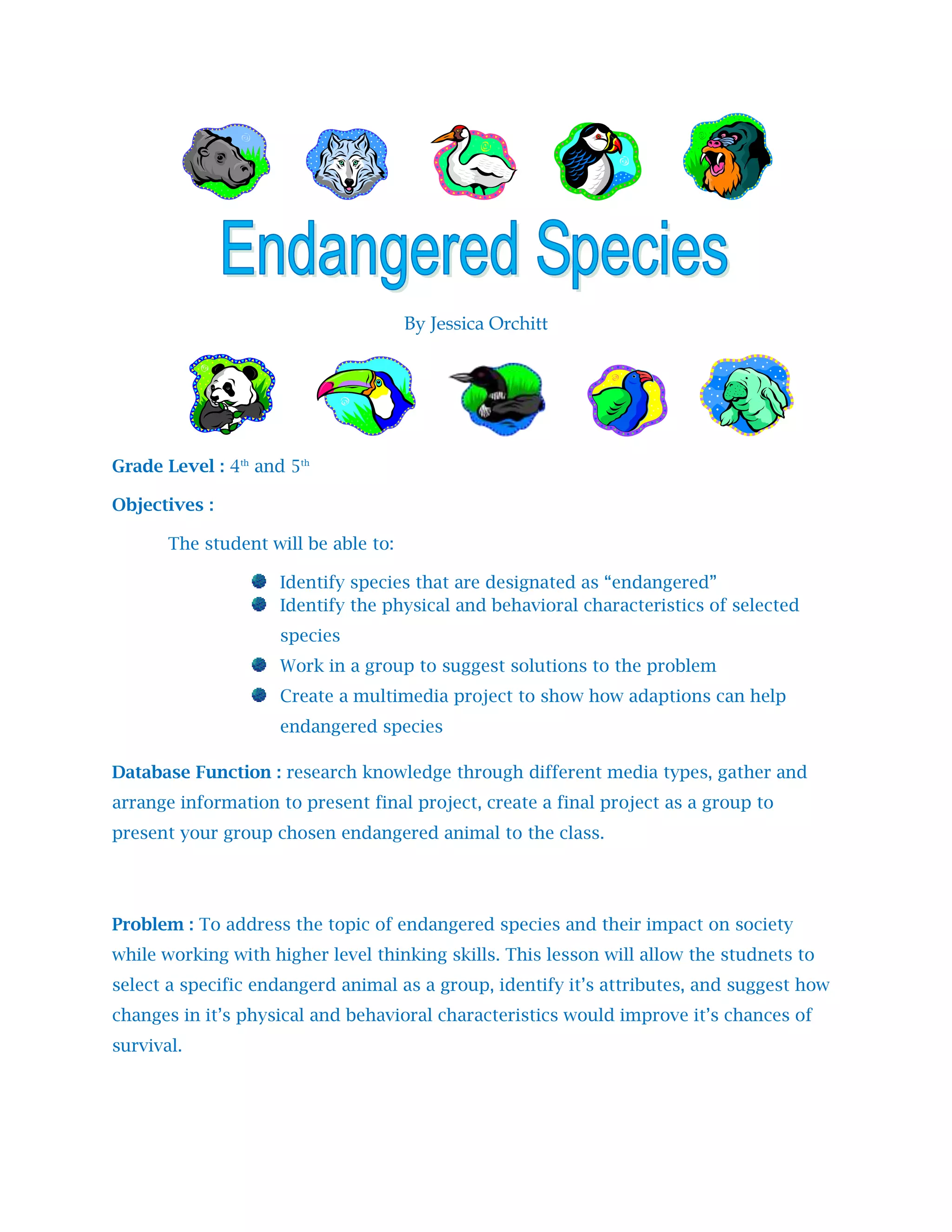 Endangered Animal Database | DOCX