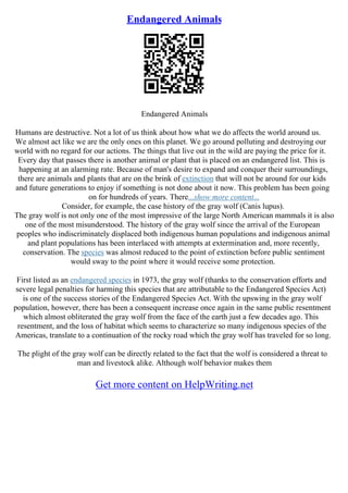 Endangered Animals Essay | PDF