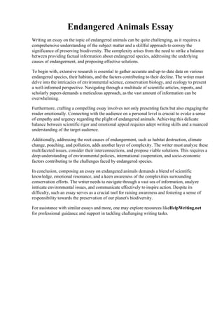 Endangered Animals Essay | PDF